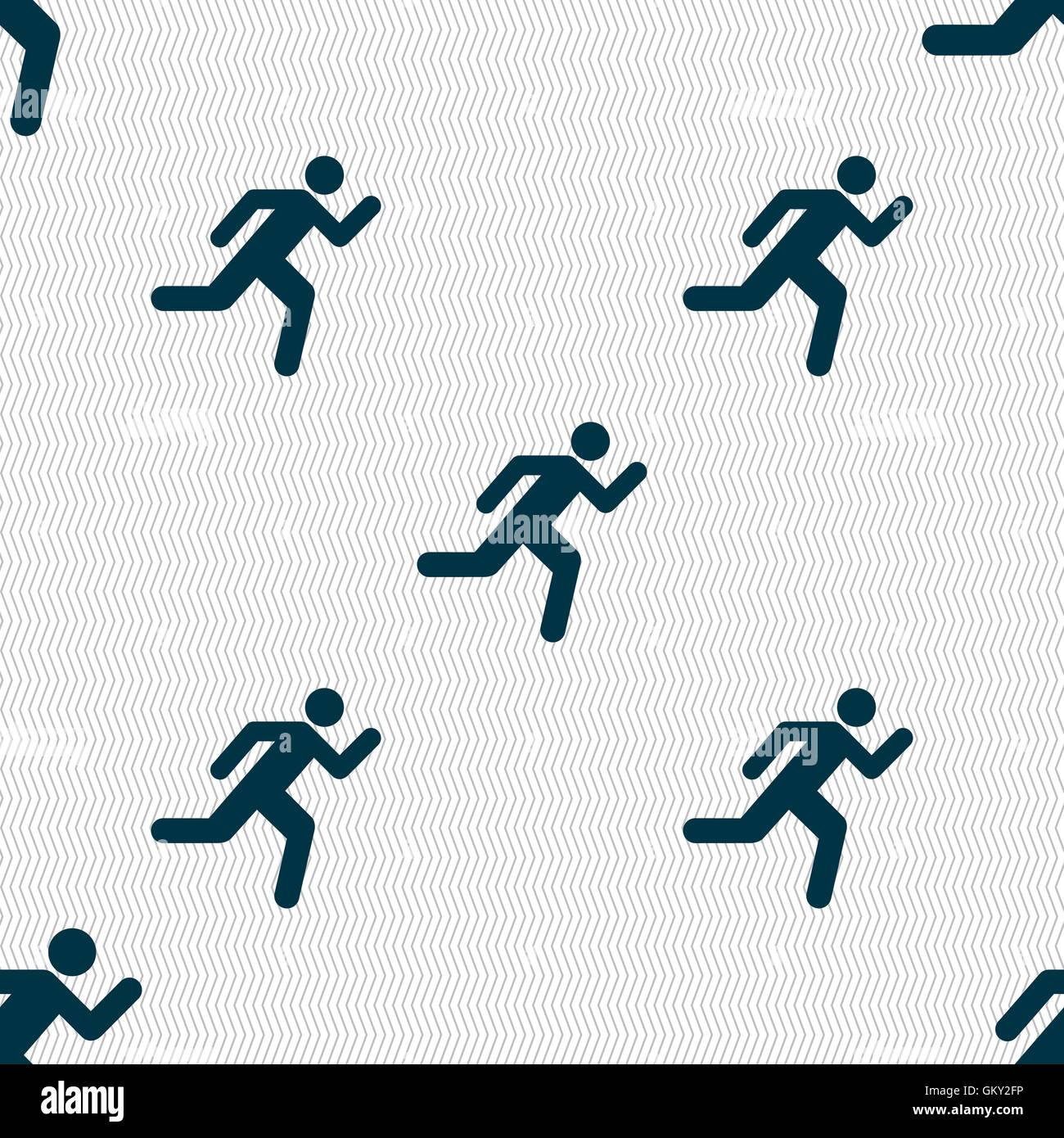 running man icon sign. Seamless pattern with geometric texture. Vector ...