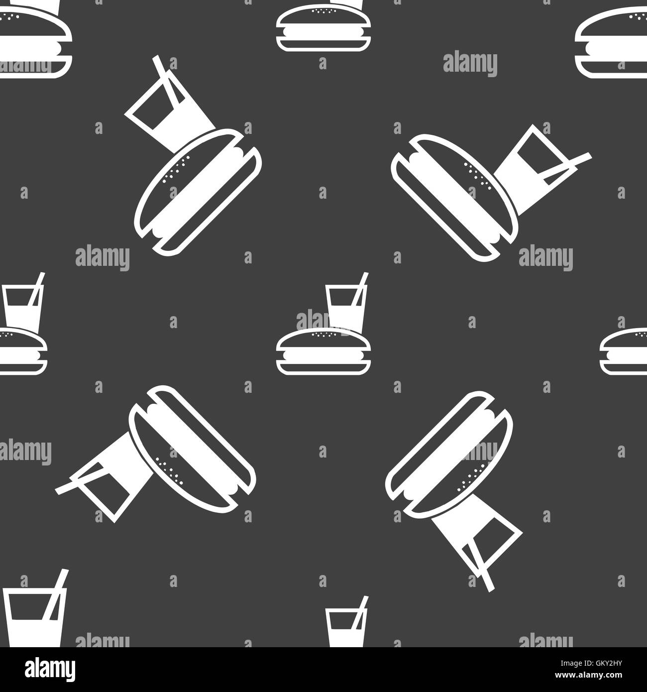 lunch box icon sign. Seamless pattern on a gray background. Vector ...