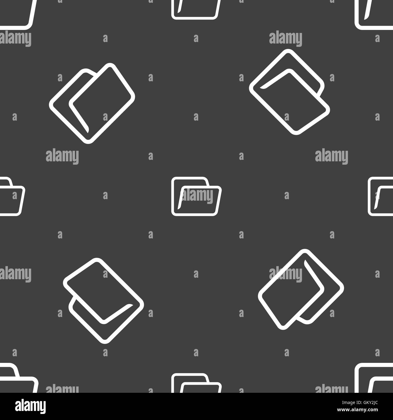 Folder icon sign. Seamless pattern on a gray background. Vector Stock ...