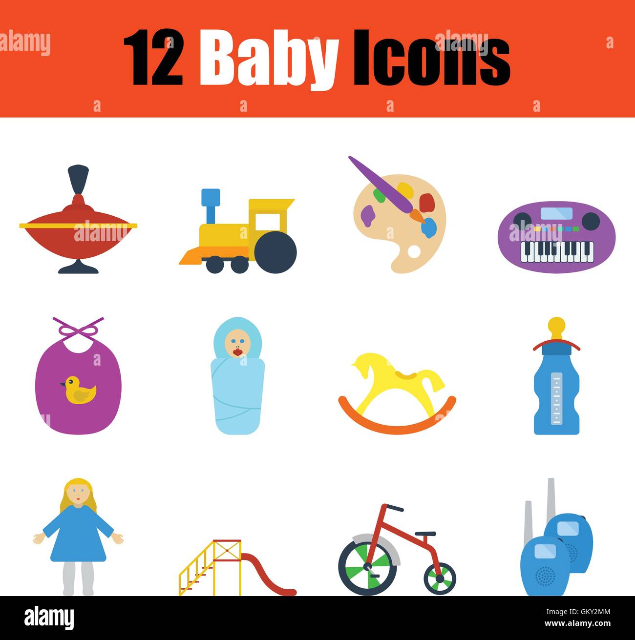 Baby icon set. Color flat design. Vector illustration Stock Vector ...
