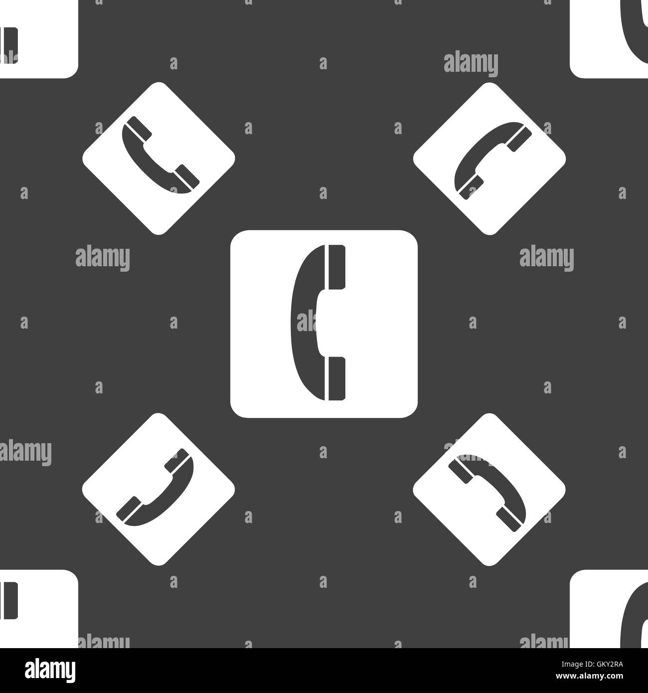 handset icon sign. Seamless pattern on a gray background. Vector Stock ...
