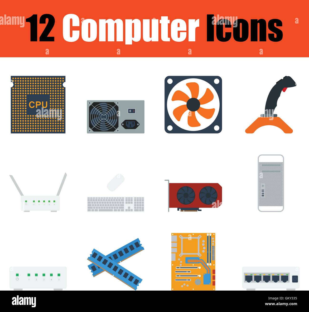 Computer icon set. Color flat design. Vector illustration Stock Vector ...