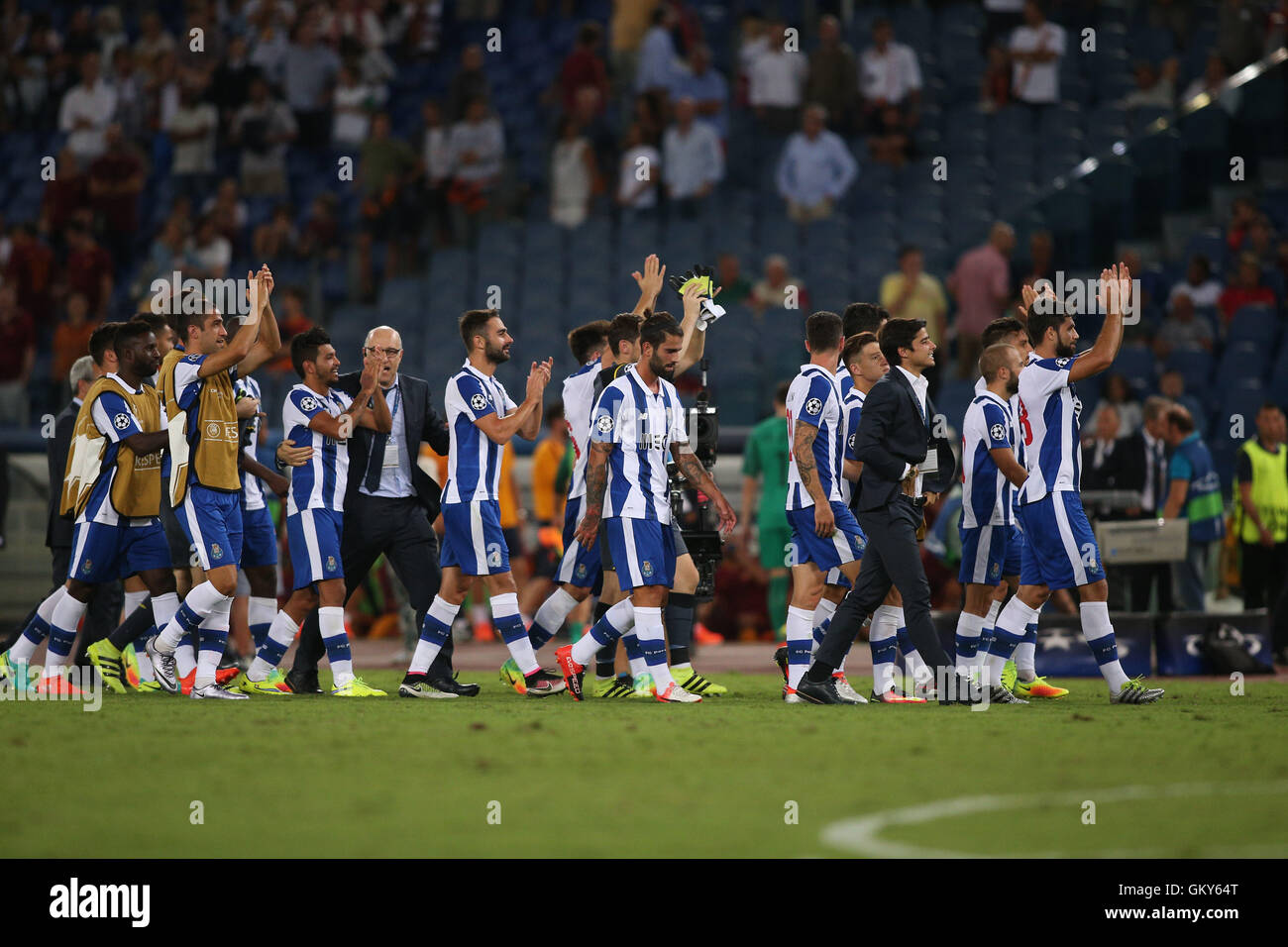 Rome, Italy. 23rd August, 2016. Porto team celebrates victory at end of ...