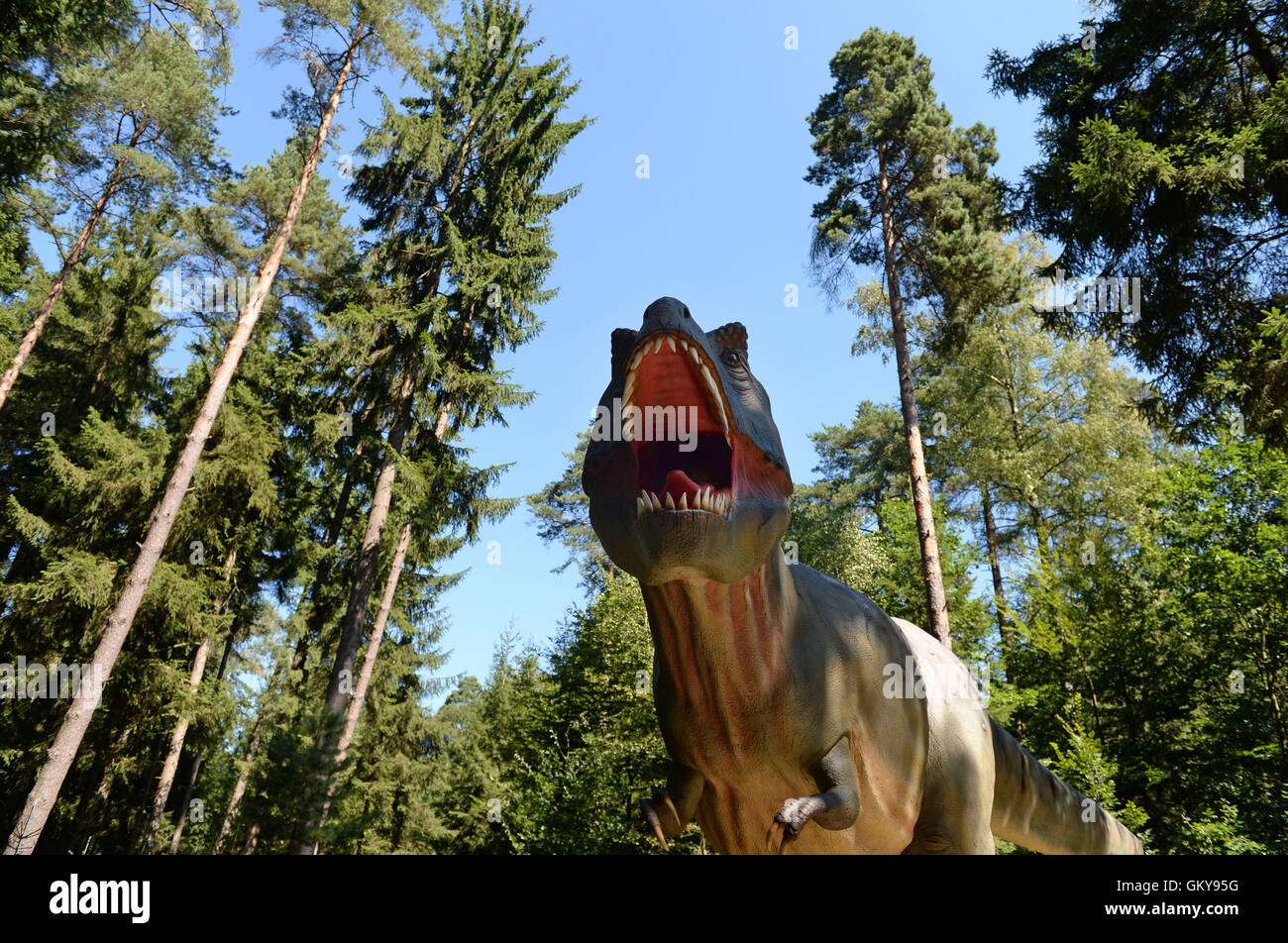 Denkendorf, Germany. 24th Aug, 2016. A Tyrannosaurus can be seen during ...