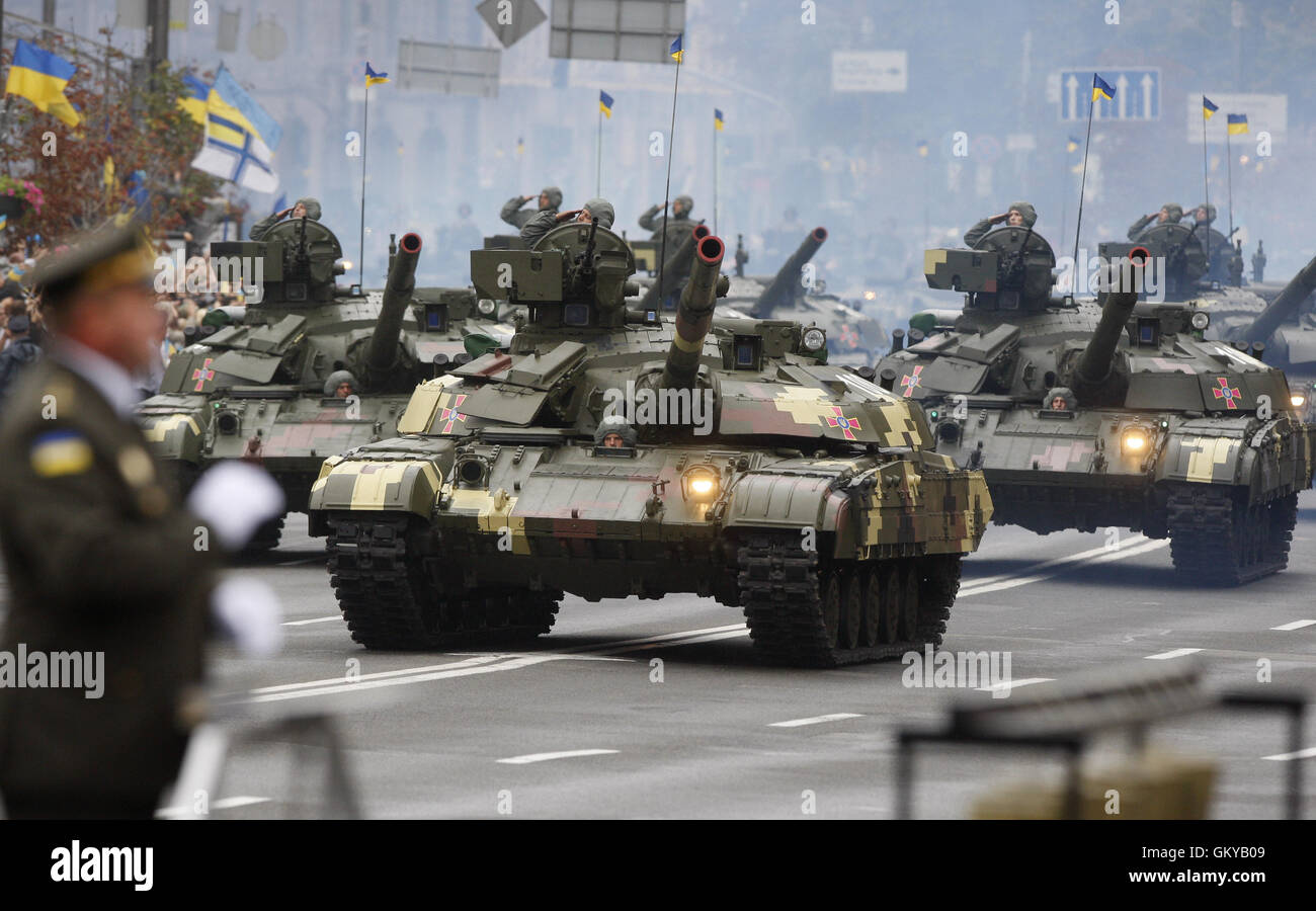 Kiev, Ukraine. 1st Aug, 2016. Ukrainian tanks ''Bulat'' during a ...