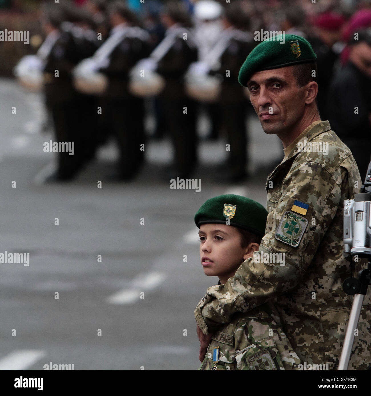 Kyiv, Ukraine. 24th Aug, 2016. Father and son in Military uniforms ...