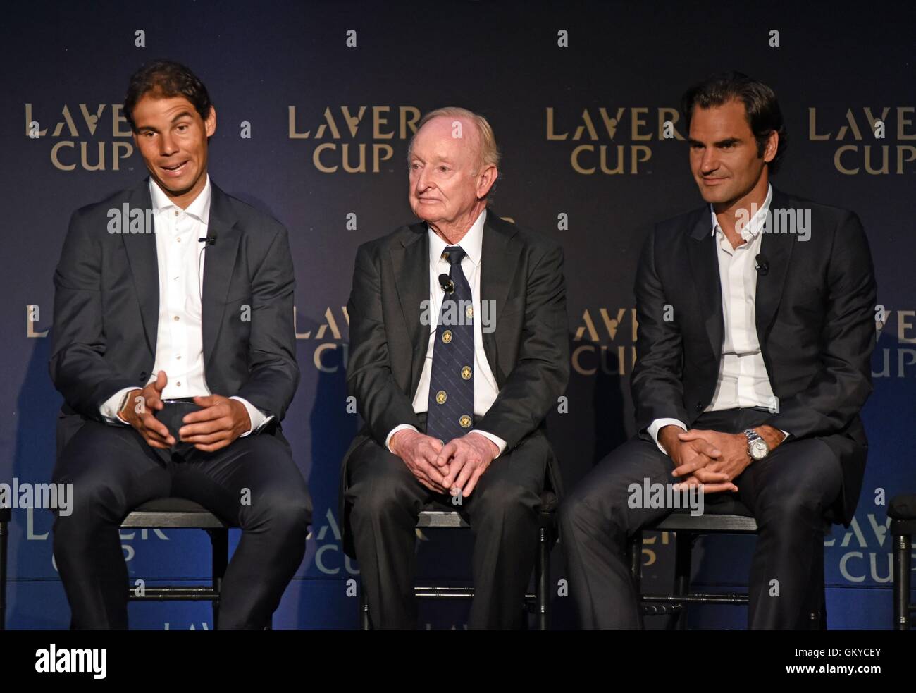 New York, NY, USA. 24th Aug, 2016. Rafael Nadal, Rod Laver, Roger ...