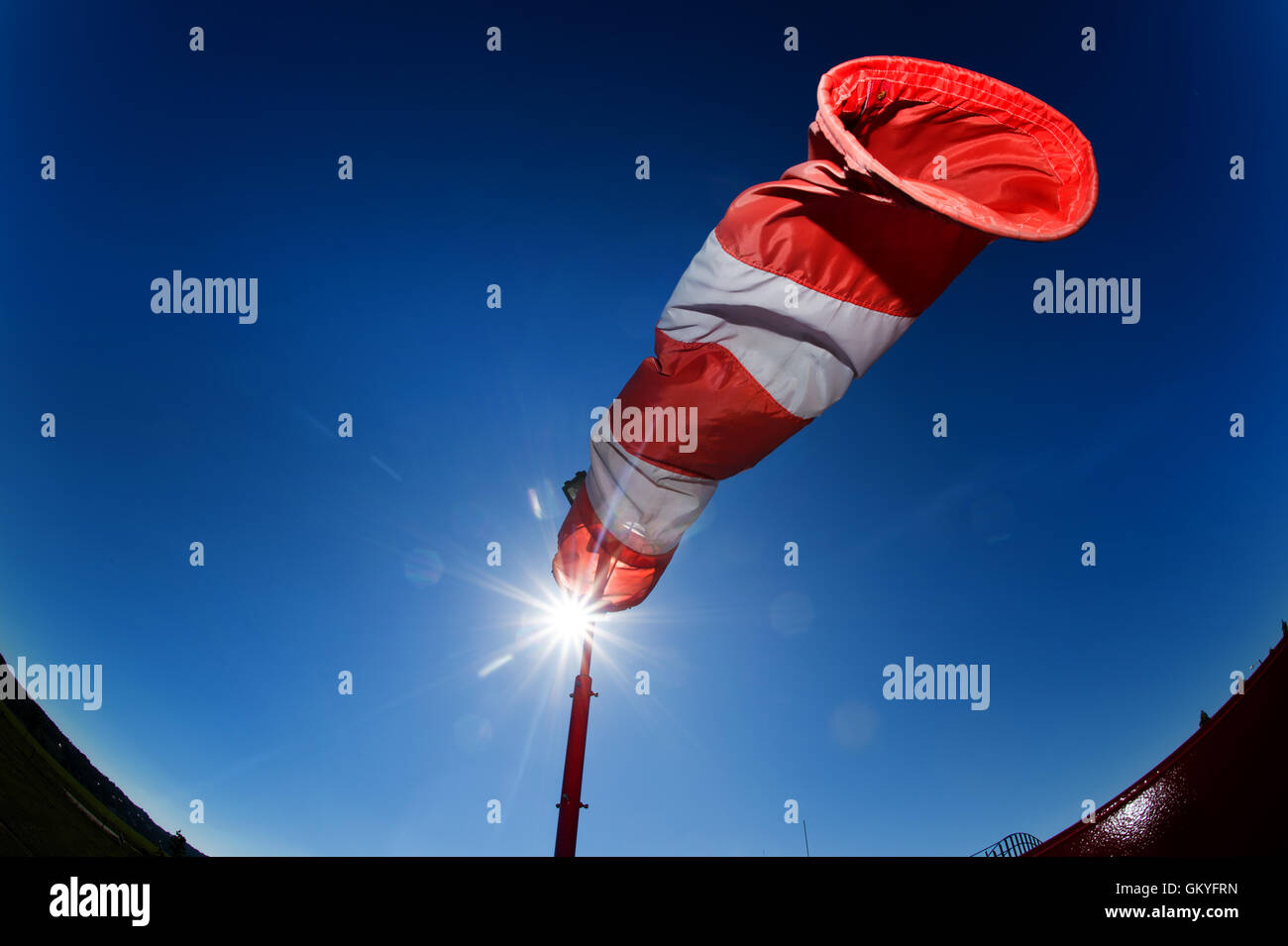 Dresden, Germany. 25th Aug, 2016. A wind sock at a helicopter landing ...