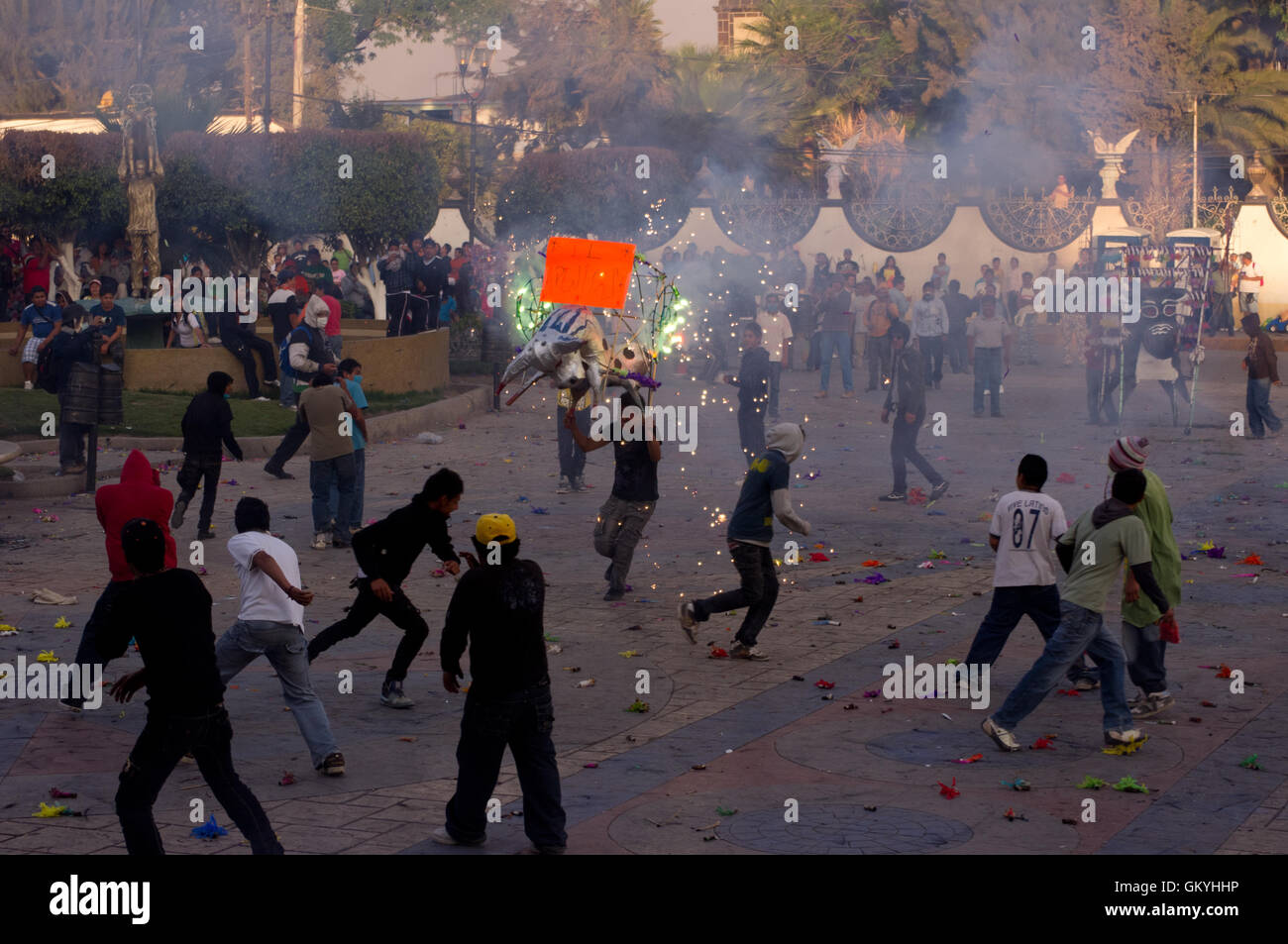 Quema de Toritos (pyrotechnic bulls) during the National Pyrotechnic ...