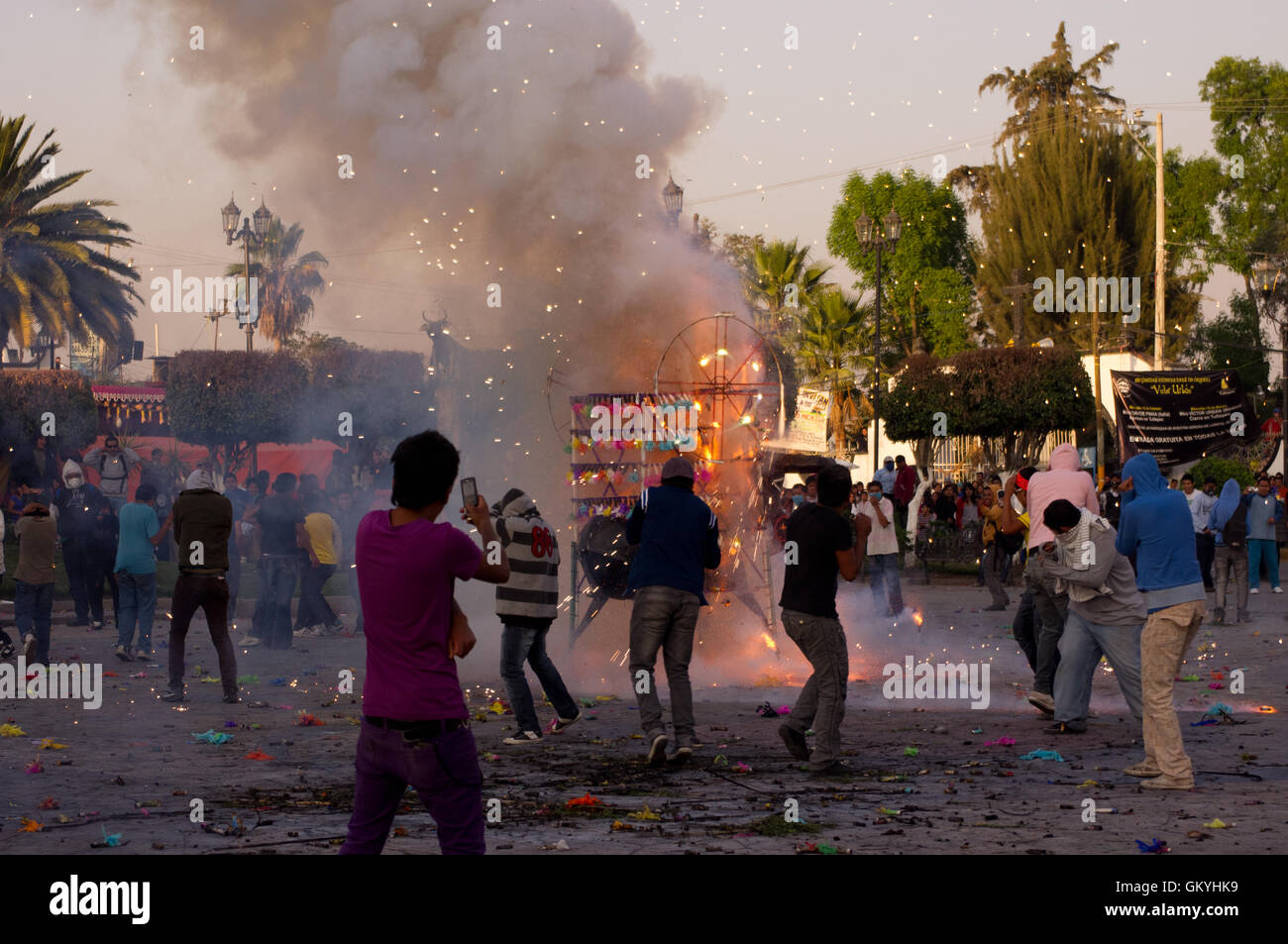 Quema de Toritos (pyrotechnic bulls) during the National Pyrotechnic ...