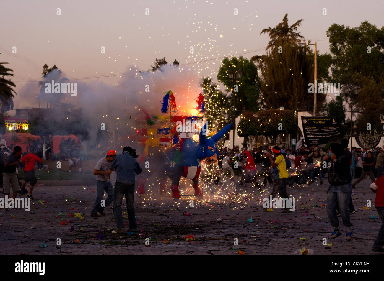 Quema de Toritos (pyrotechnic bulls) during the National Pyrotechnic ...