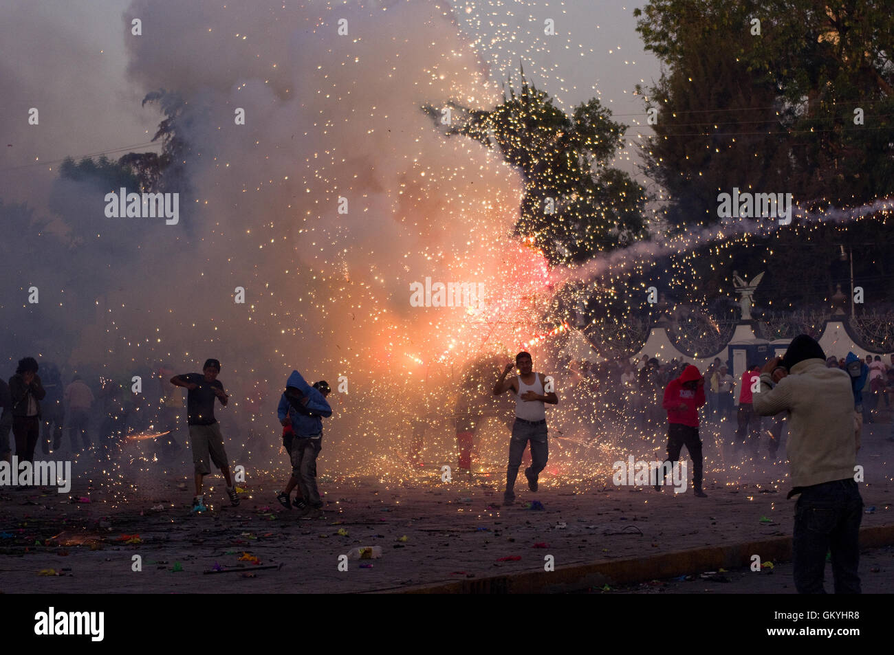 Quema de Toritos (pyrotechnic bulls) during the National Pyrotechnic ...