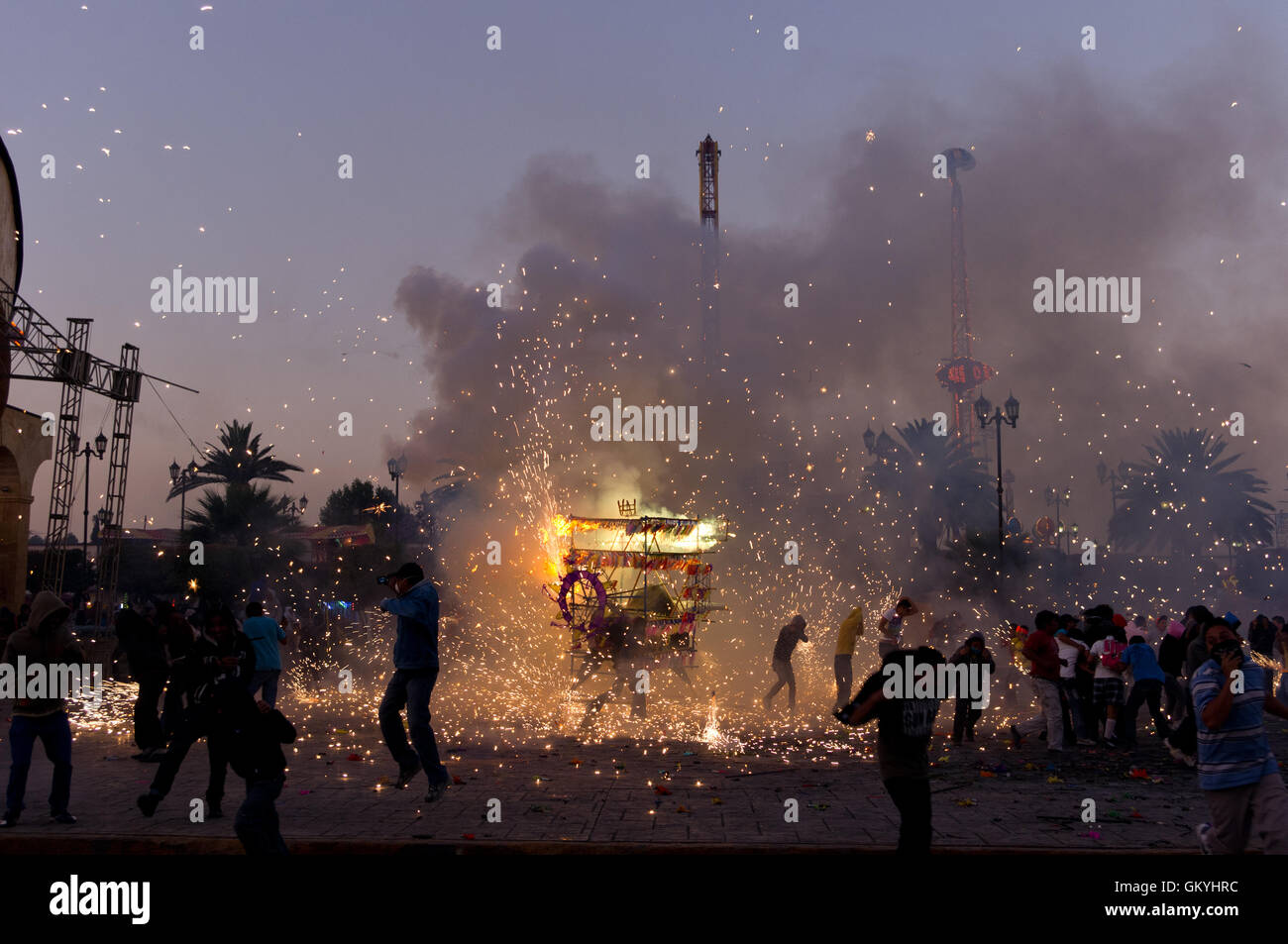 Quema de Toritos (pyrotechnic bulls) during the National Pyrotechnic ...