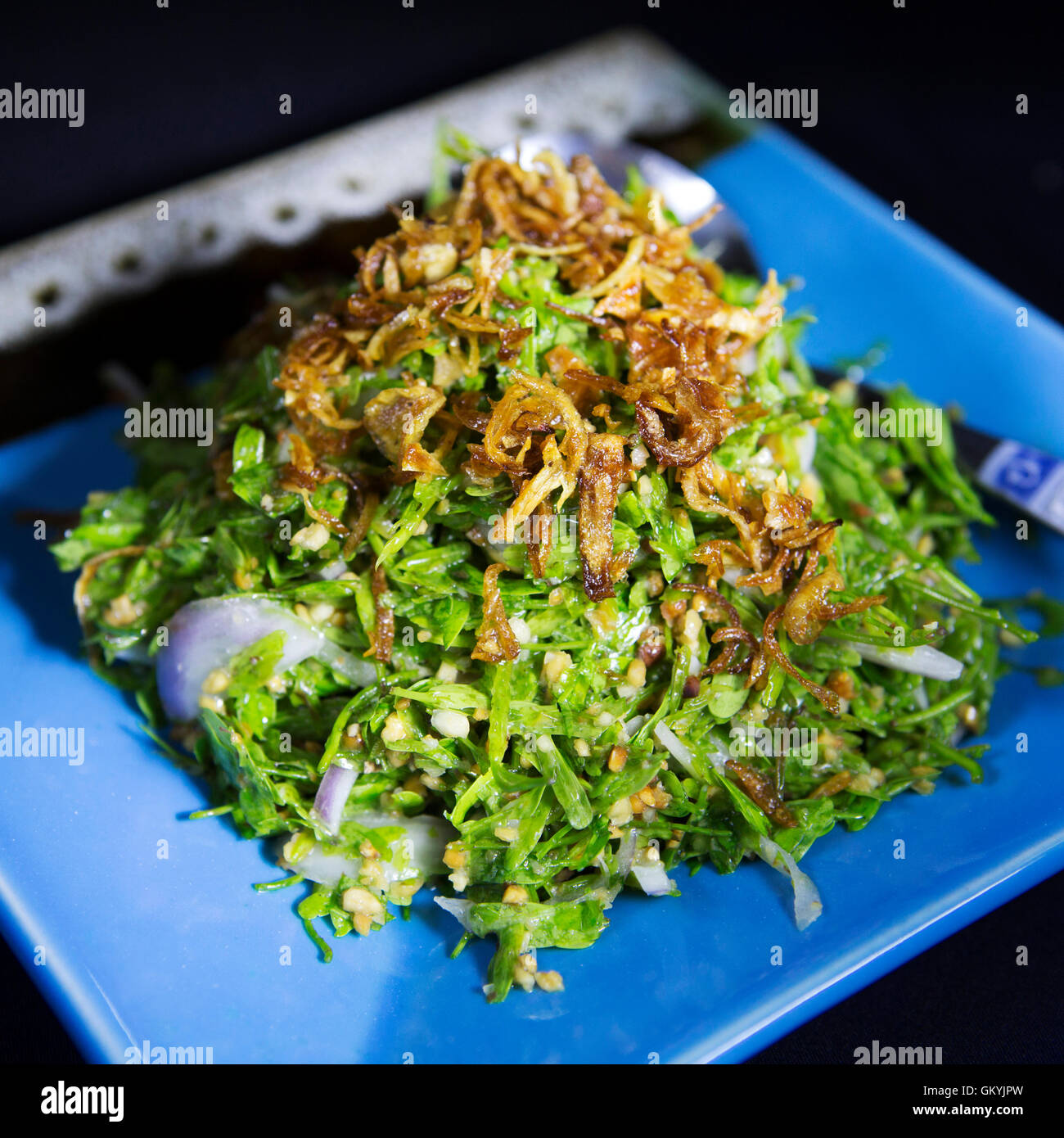 Traditional Burmese cuisine is served in Mandalay, Myanmar (Burma). A ...