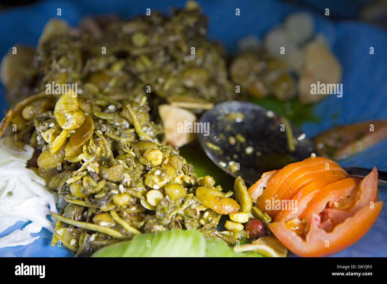 Traditional Burmese cuisine is served in Mandalay, Myanmar (Burma). A ...