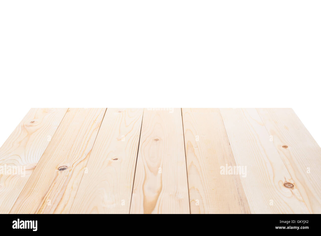 empty wooden table on top isolated on white background Stock Photo - Alamy