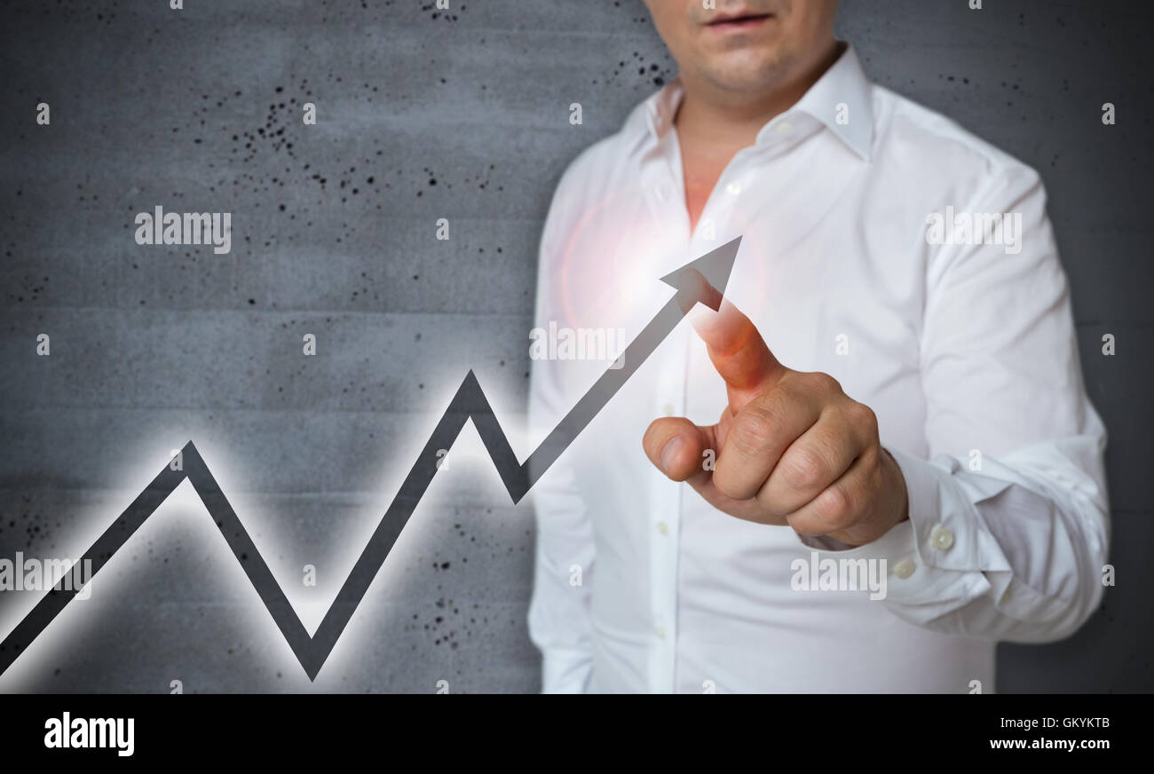 graph touchscreen is operated by man Stock Photo - Alamy