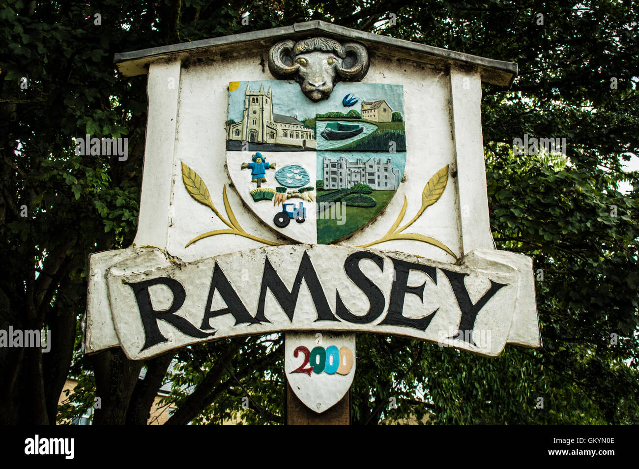 Ramsey Town Sign at the Entry into Ramsey on Great Whyte ...