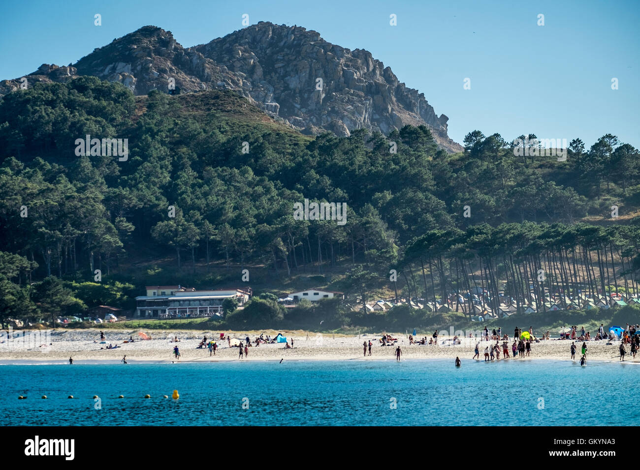 Touristic Rodas Beach in Cies Islands National Park, Pontevedra Galicia ...