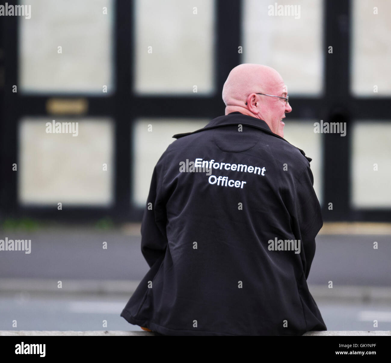Black uniformed Civil Enforcement officer in Topping Street, Blackpool ...