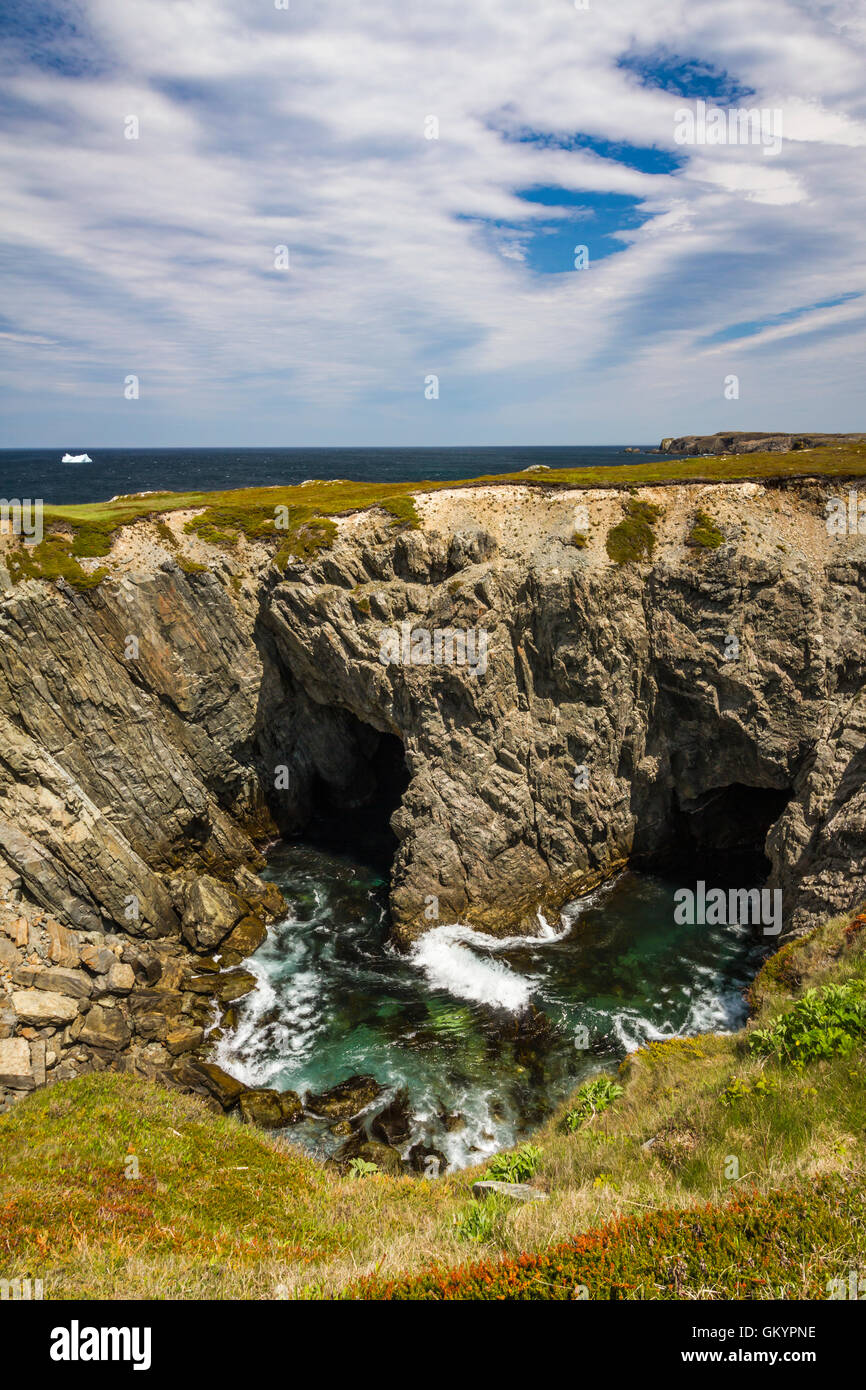 Sea caves at Dungeon Provincial Park near Cape Bonavista, Newfoundland ...