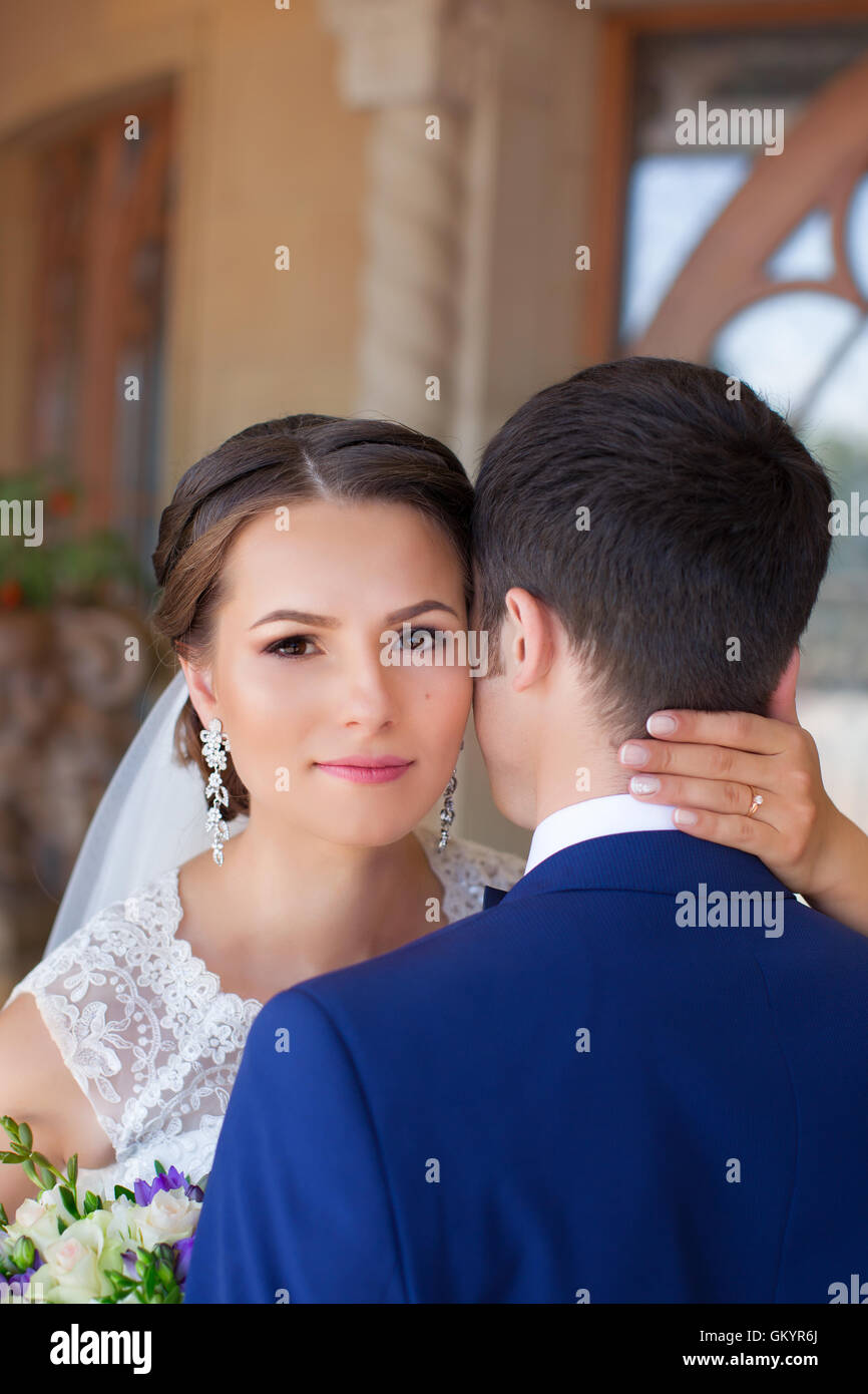 Funny couple on e-session. Preparing for wedding potography Stock Photo ...