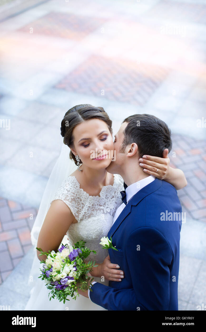 Funny couple on e-session. Preparing for wedding potography Stock Photo ...