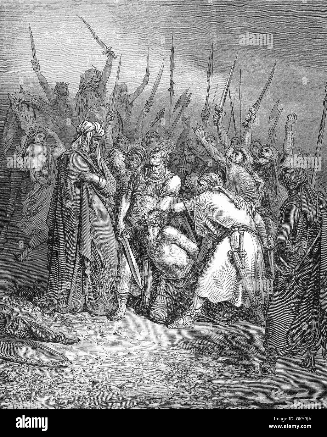 Engraving of The Death of Agag by Gustave Doré Stock Photo - Alamy
