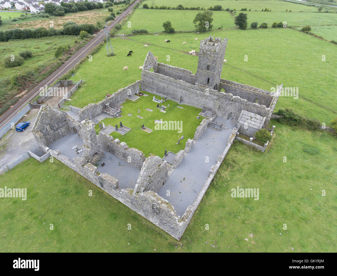 aerial clare abbey ruins, county clare, ireland Stock Photo - Alamy