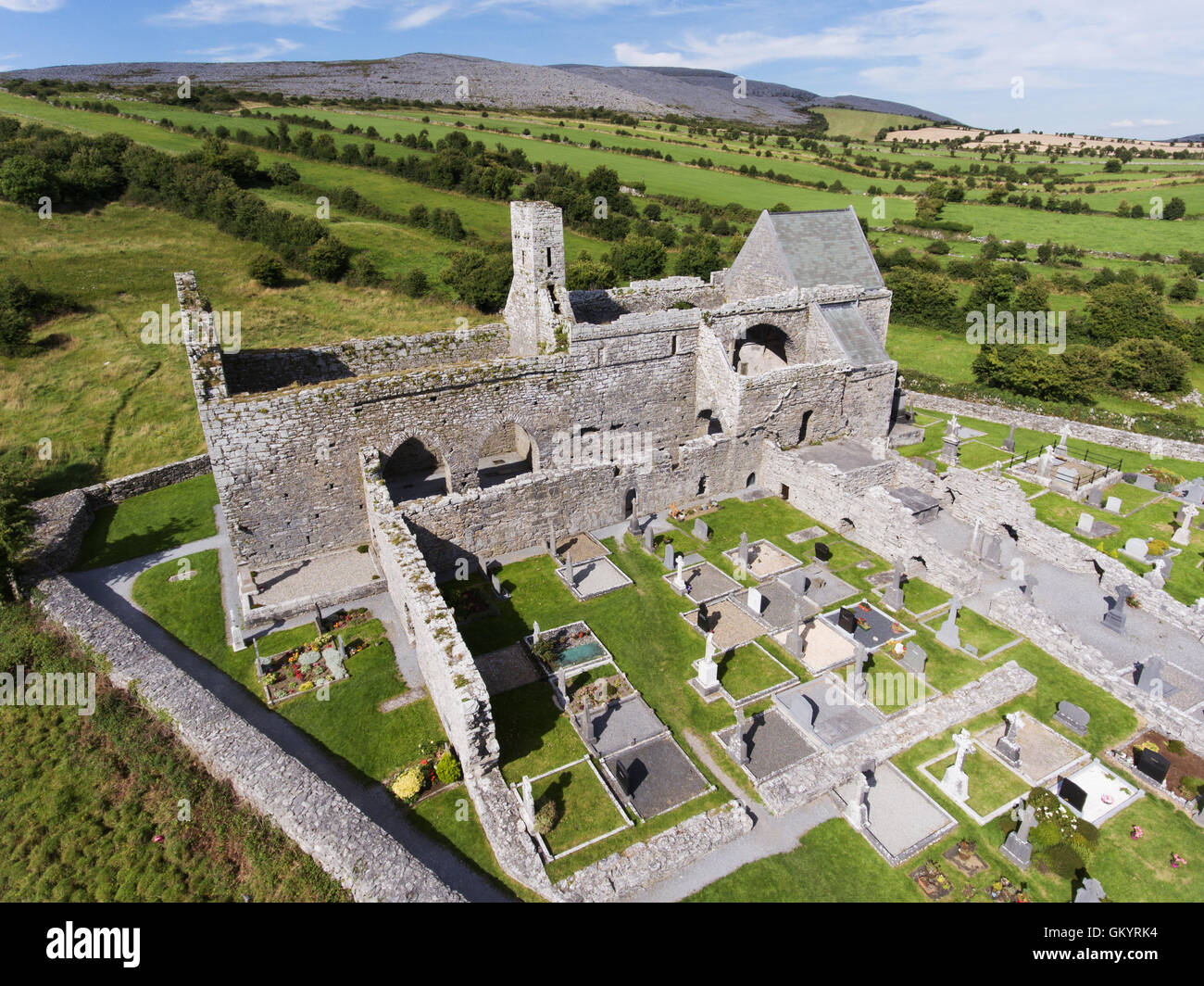 aerial view corcomroe abbey clare, burren, county clare, ireland Stock ...