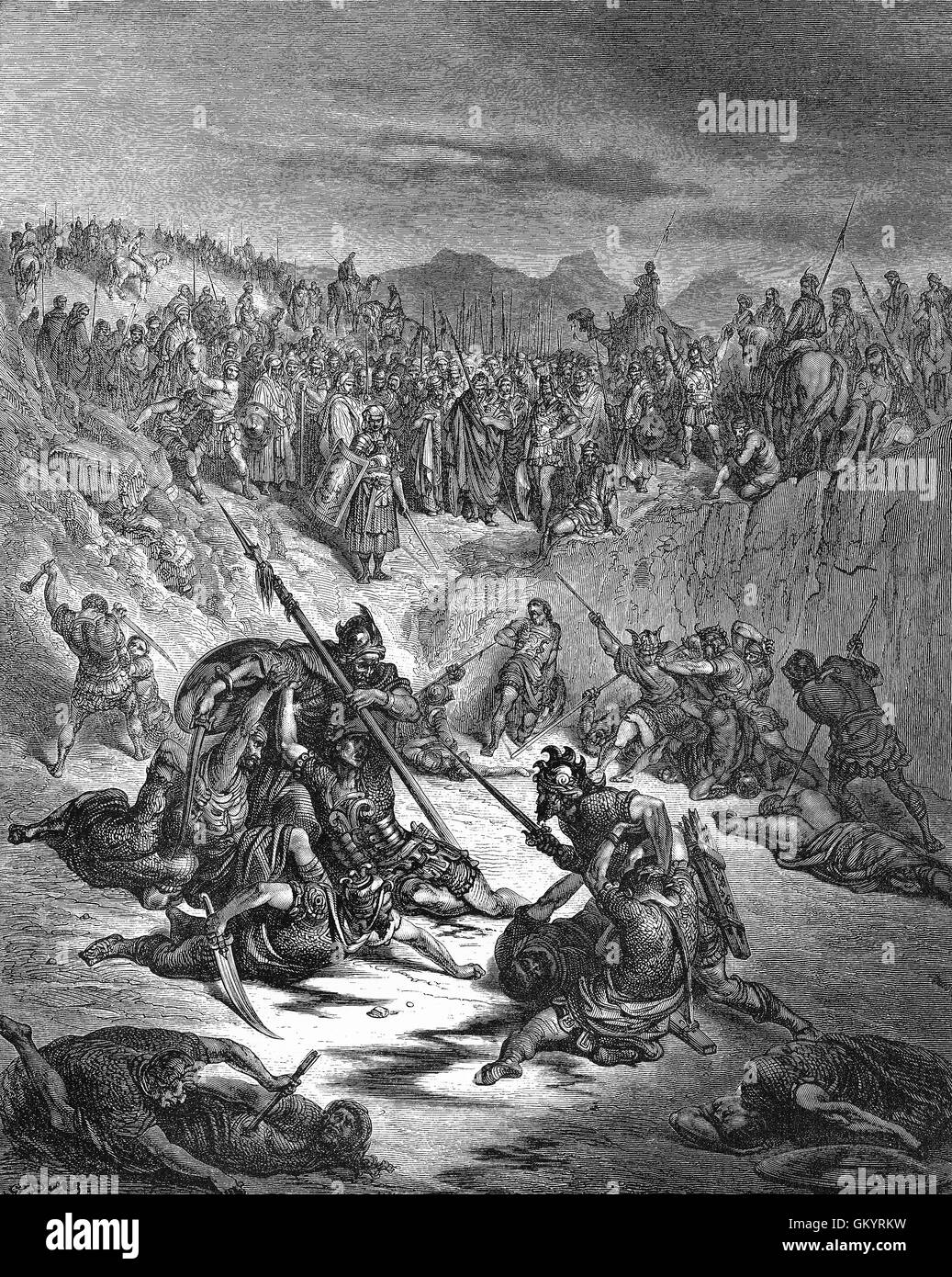 Engraving of Combat Between The Champions of Ish-Boseth and David by ...