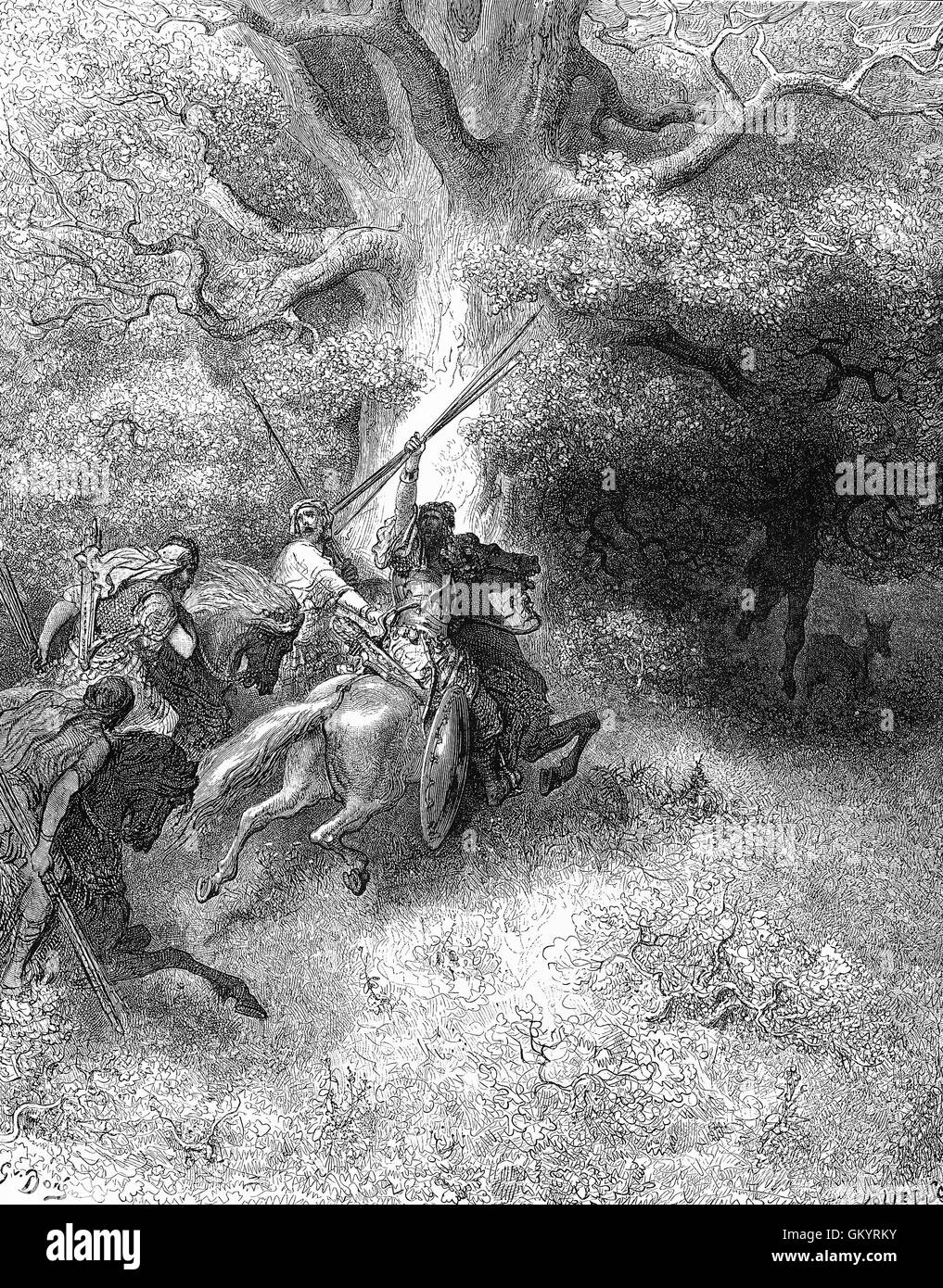 Engraving of The Death of Absalom by Gustave Doré Stock Photo - Alamy