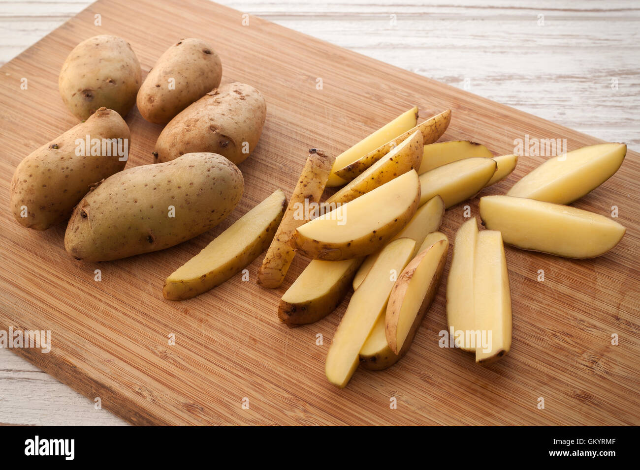 potato ingredient raw rustic still life white wood background Stock ...