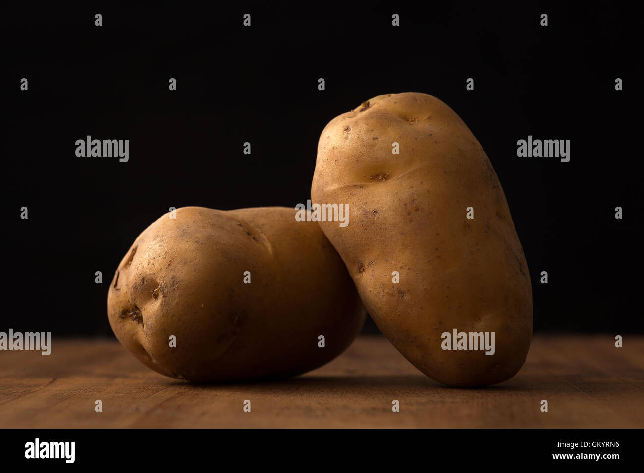potato ingredient raw rustic still life wood black background Stock ...