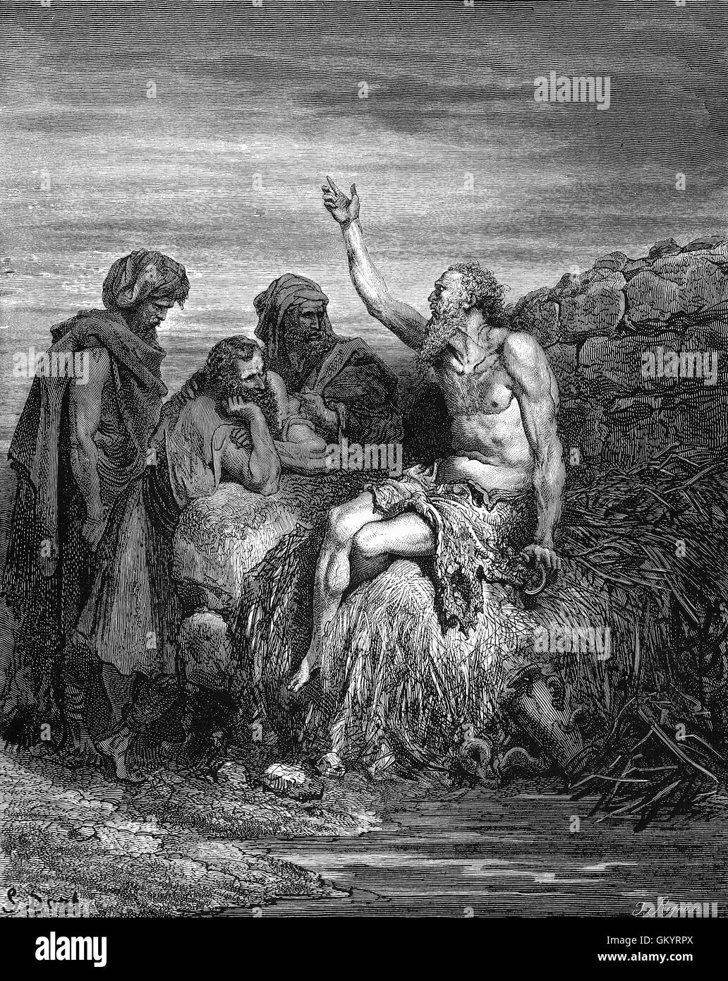 Engraving of Job and His Friends by Gustave Doré Stock Photo - Alamy