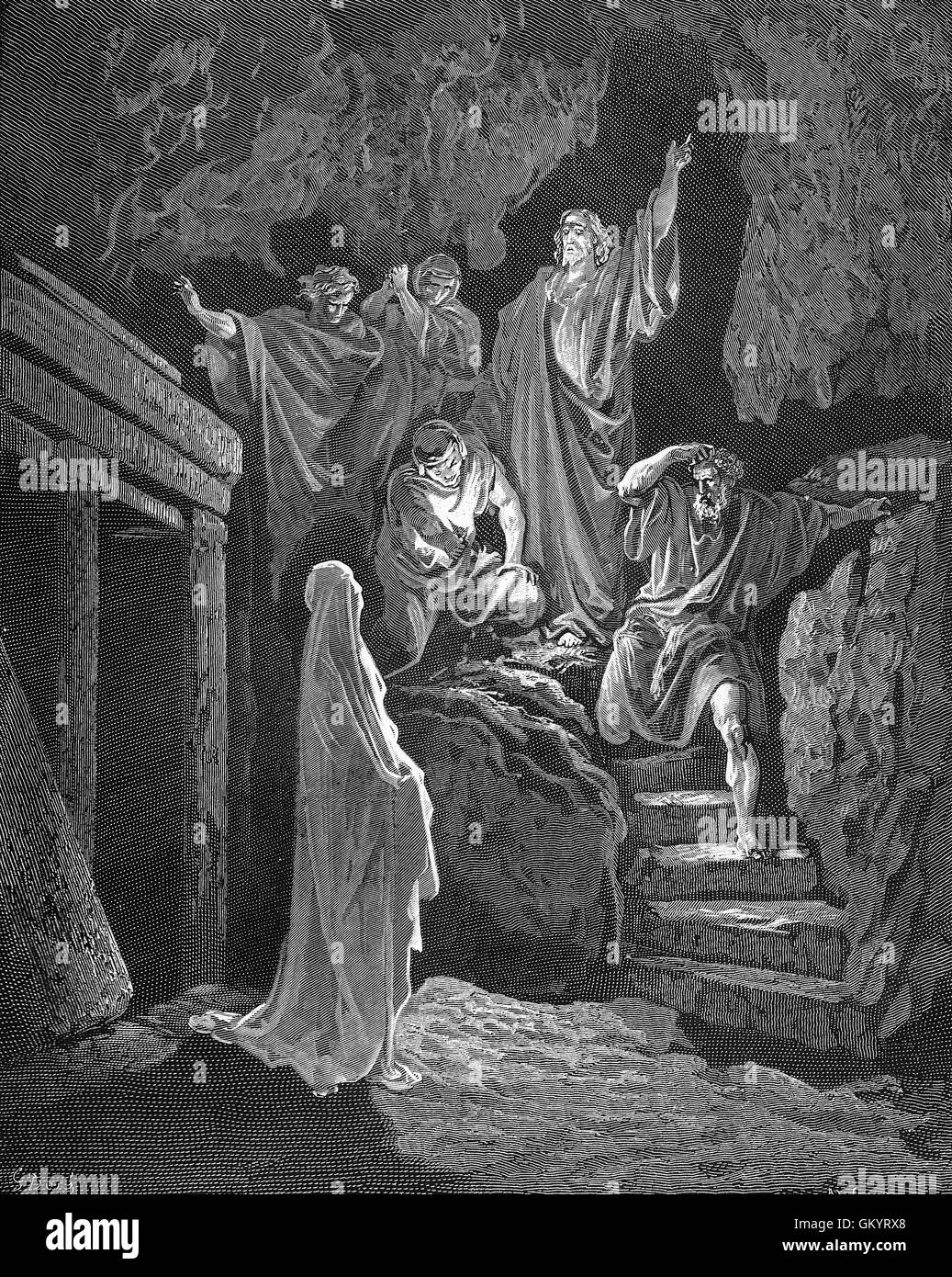 Engraving of The Resurrection of Lazarus by Gustave Doré Stock Photo ...