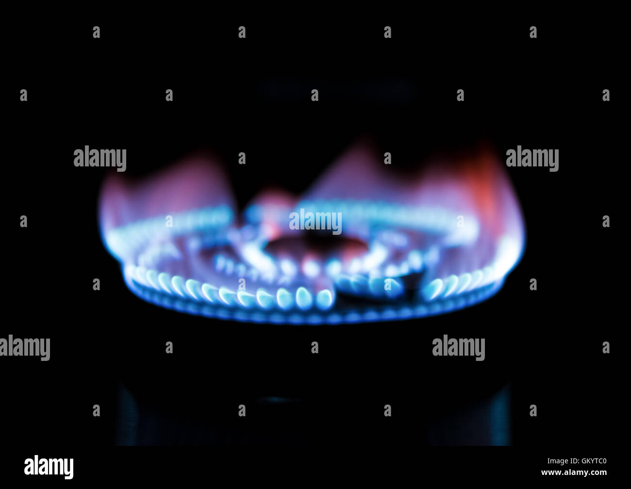 gas burning from a kitchen gas stove in dark Stock Photo - Alamy