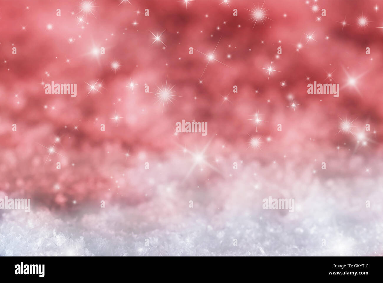 Red Christmas Background With Snow And Stars Stock Photo - Alamy