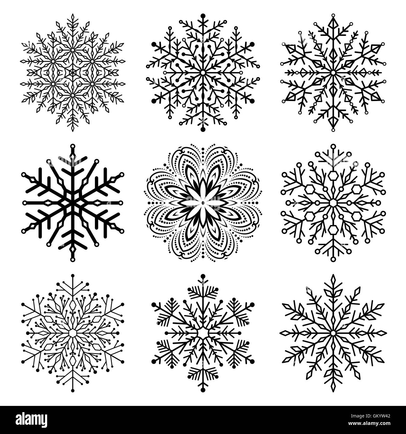 Set of Snowflakes Stock Photo - Alamy
