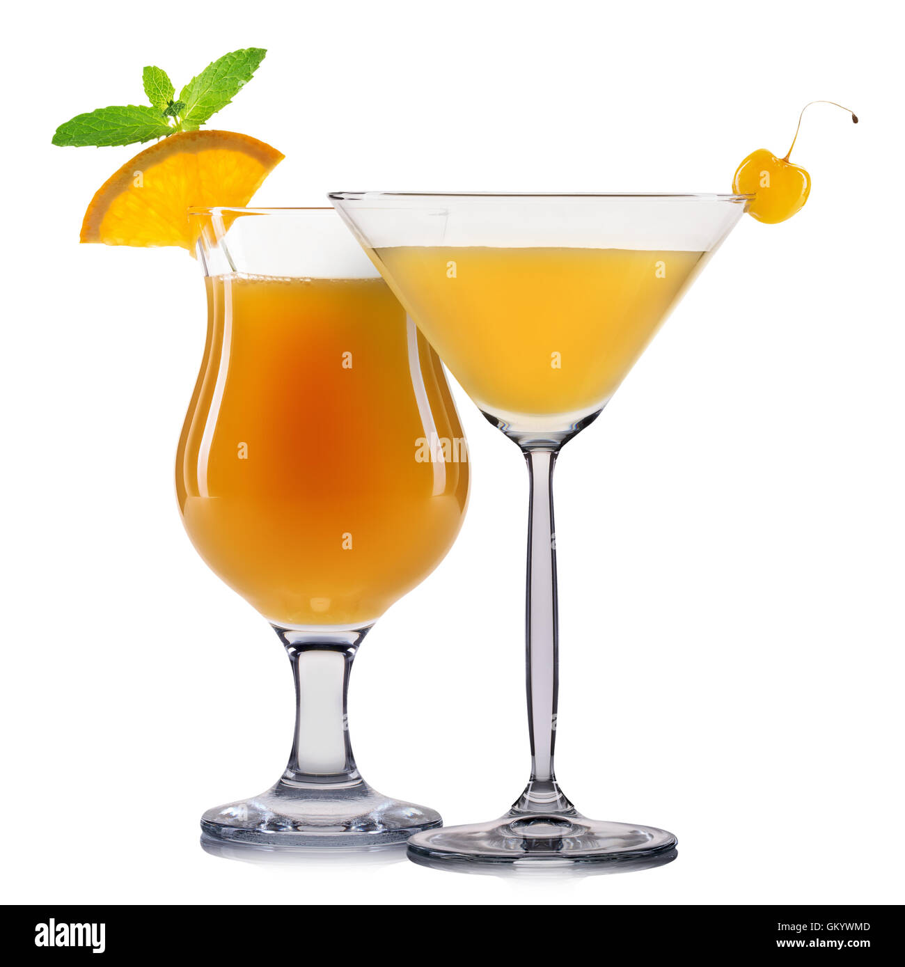 Orange cocktails with fruits isolated on white Stock Photo - Alamy