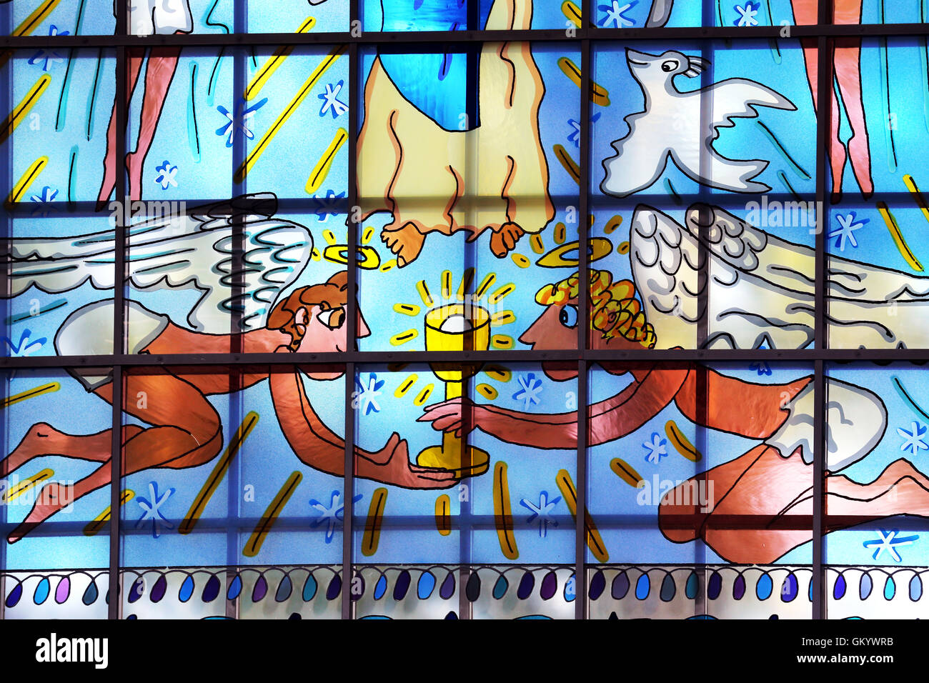 Detail of one of the two stained glass windows of the New York pop ...