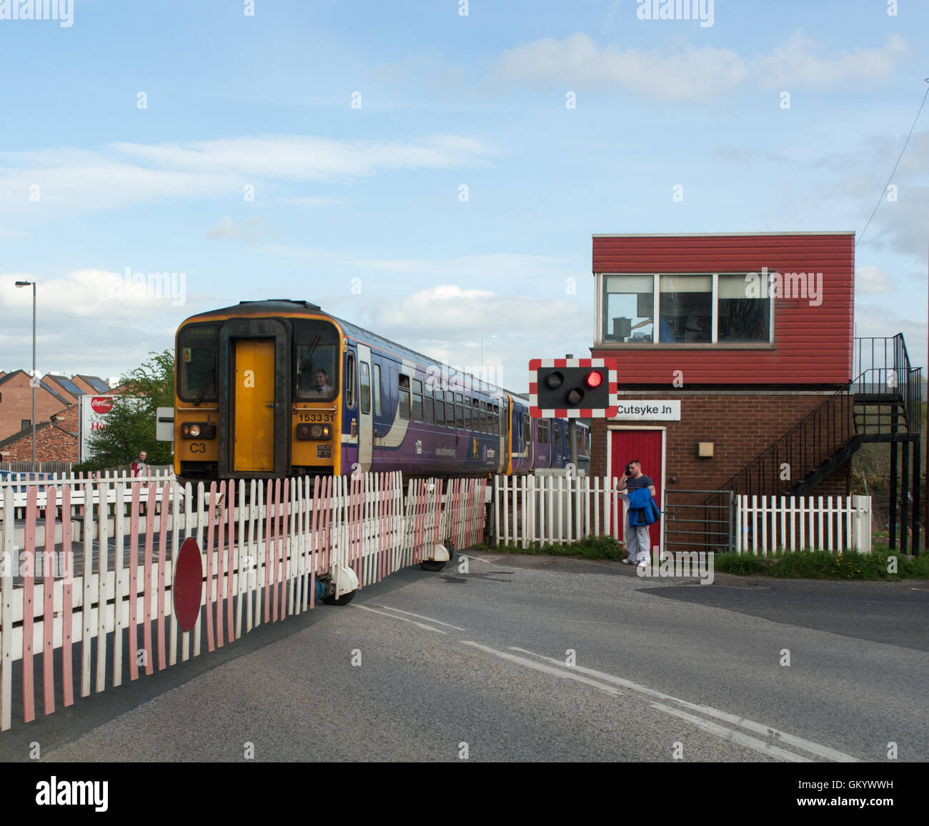 Cutsyke Junction Railway signal box and whee;ed level crossing Stock ...