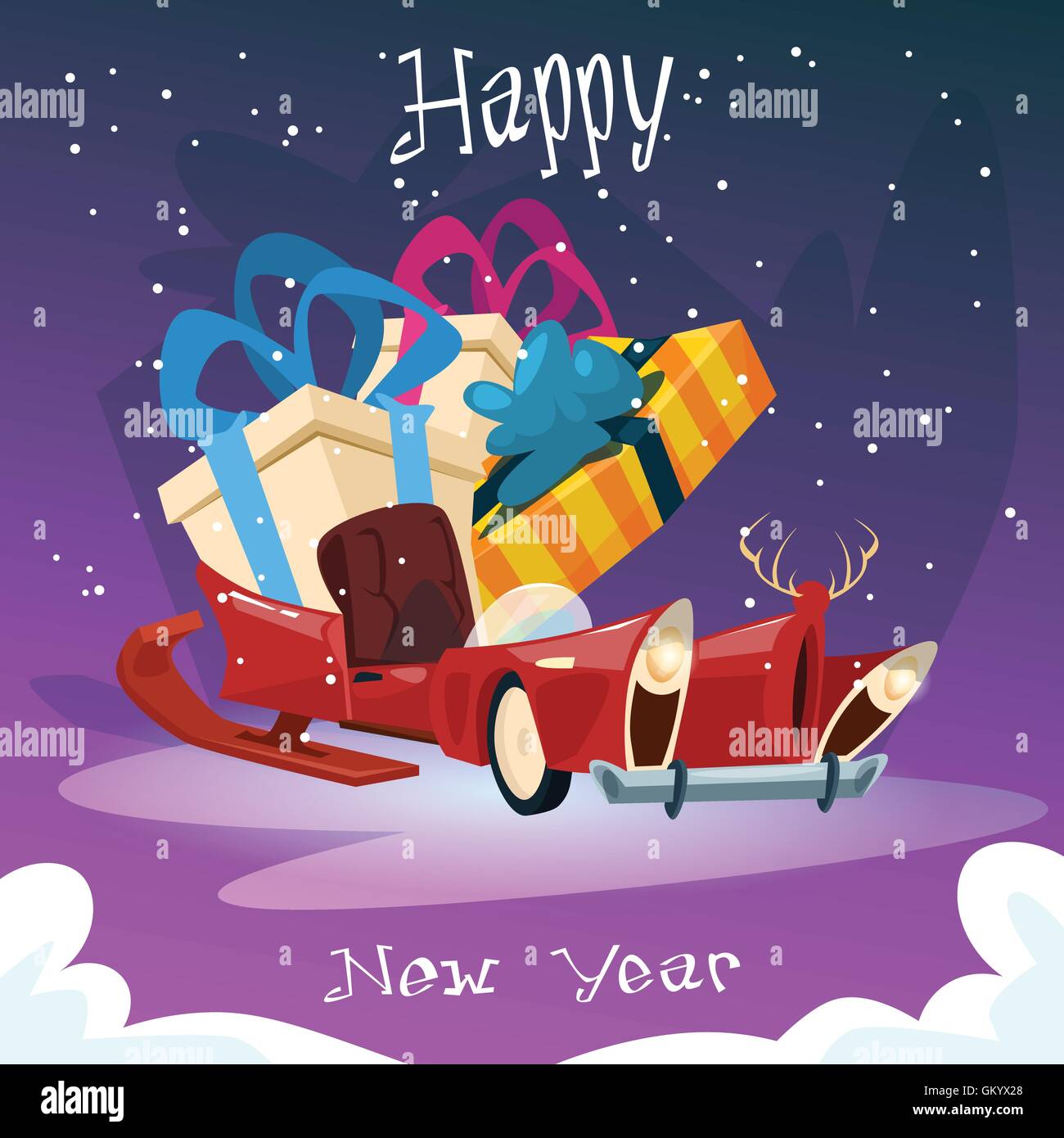 Empty Santa Claus Sleigh With Present Box Christmas Celebration New ...