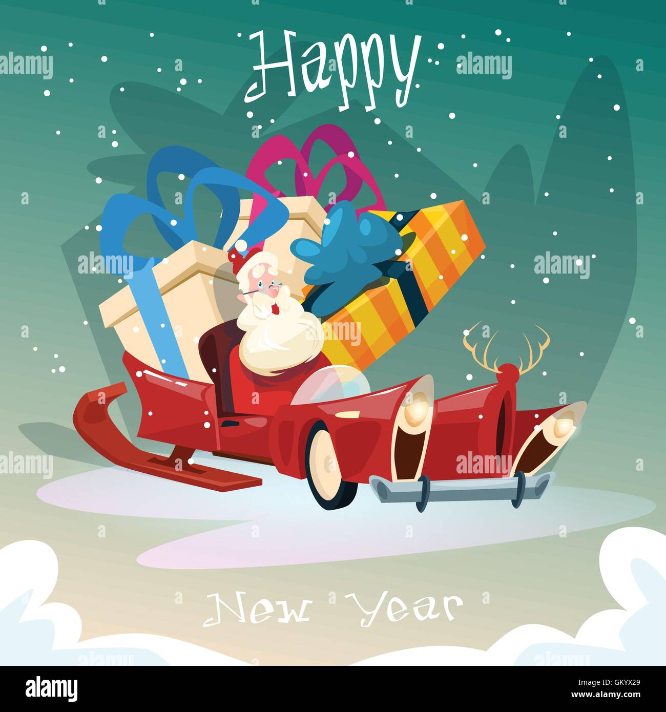 Empty Santa Claus Sleigh With Present Box Christmas Celebration New ...