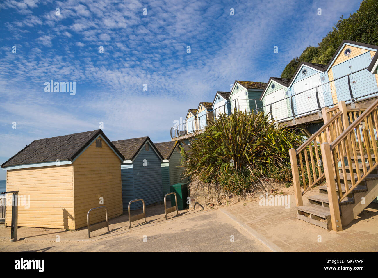 Beach huts at Alum Chine, Bournemouth, Dorset UK in August Stock Photo ...
