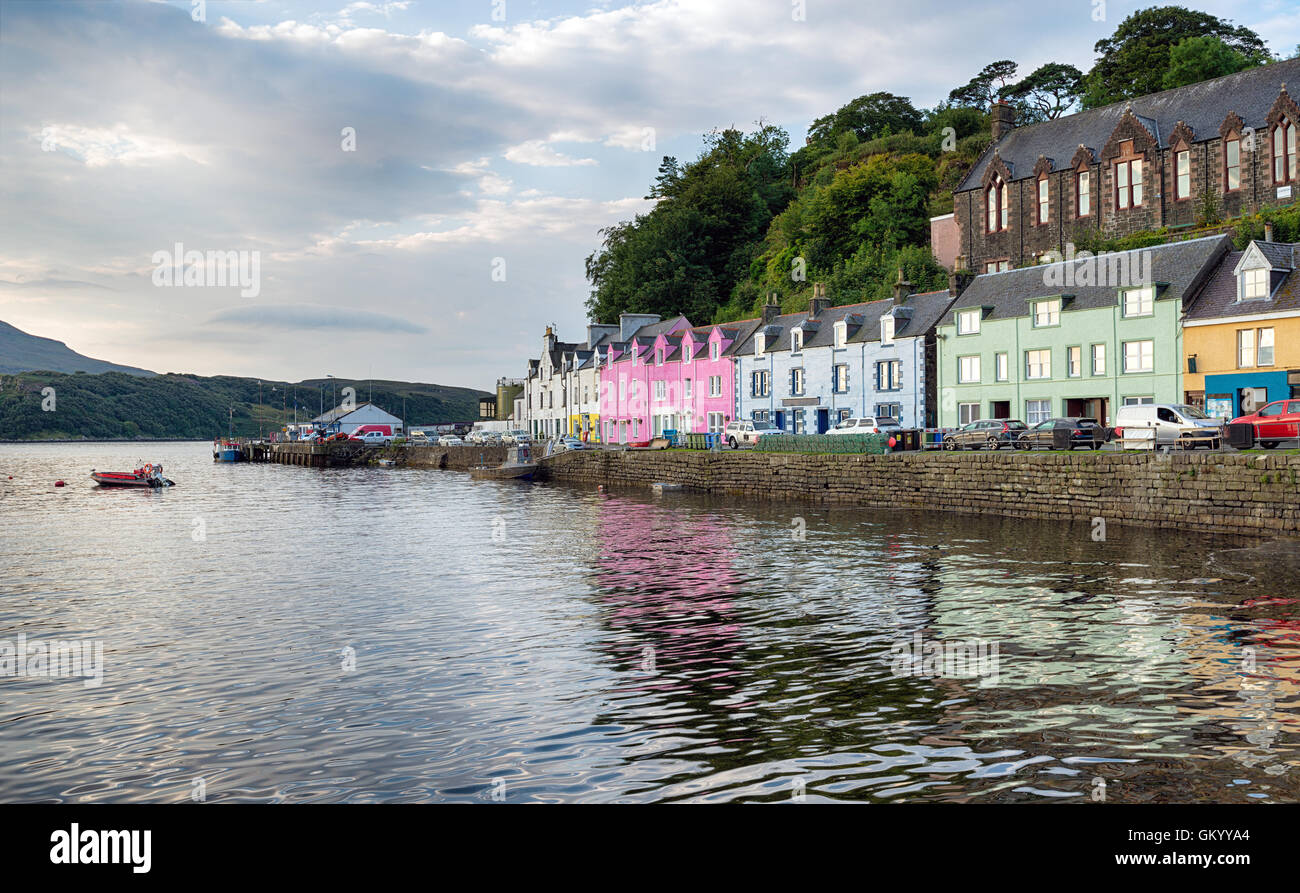The pretty fishing village of Portree on the Isle of Skye in Scotland ...
