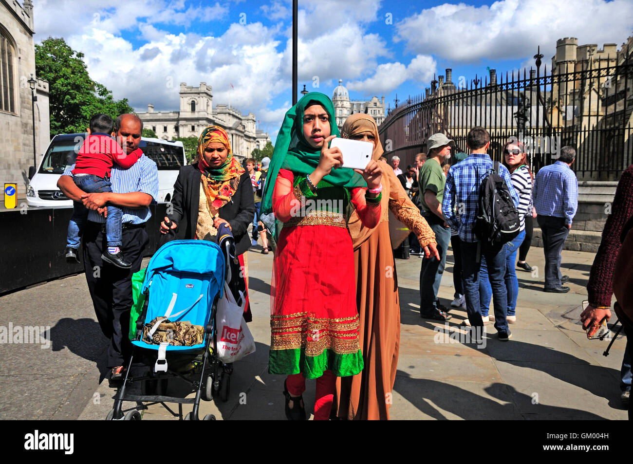 London, England, UK. Muslim women wearing headscarves in Parliament ...