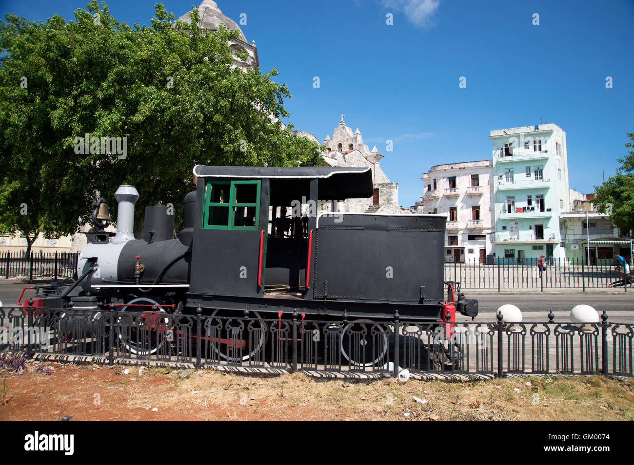 An old steam train sits as a tourist attraction in Havana Vieja Cuba ...