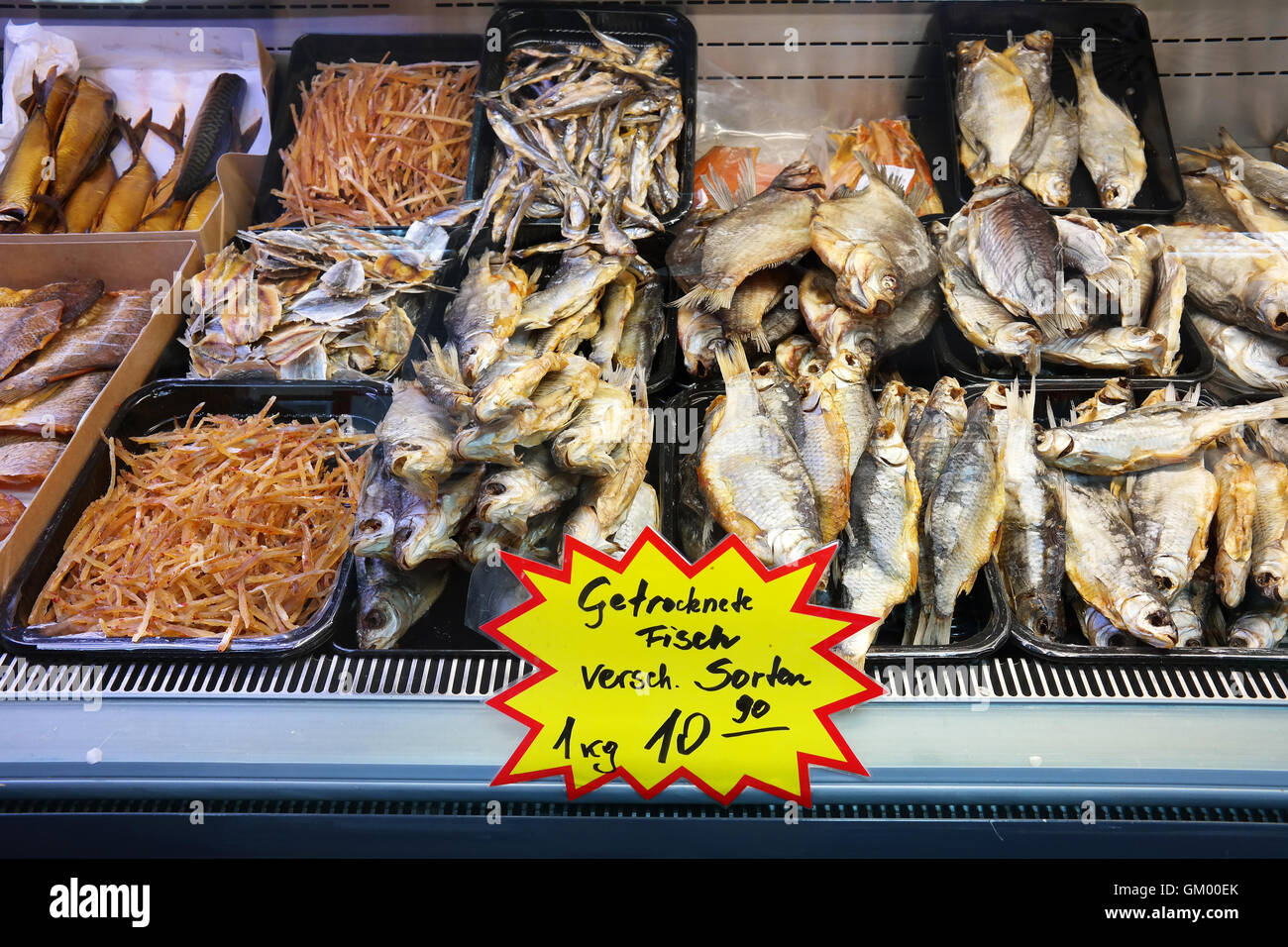 Dryed fish in a german store Stock Photo - Alamy