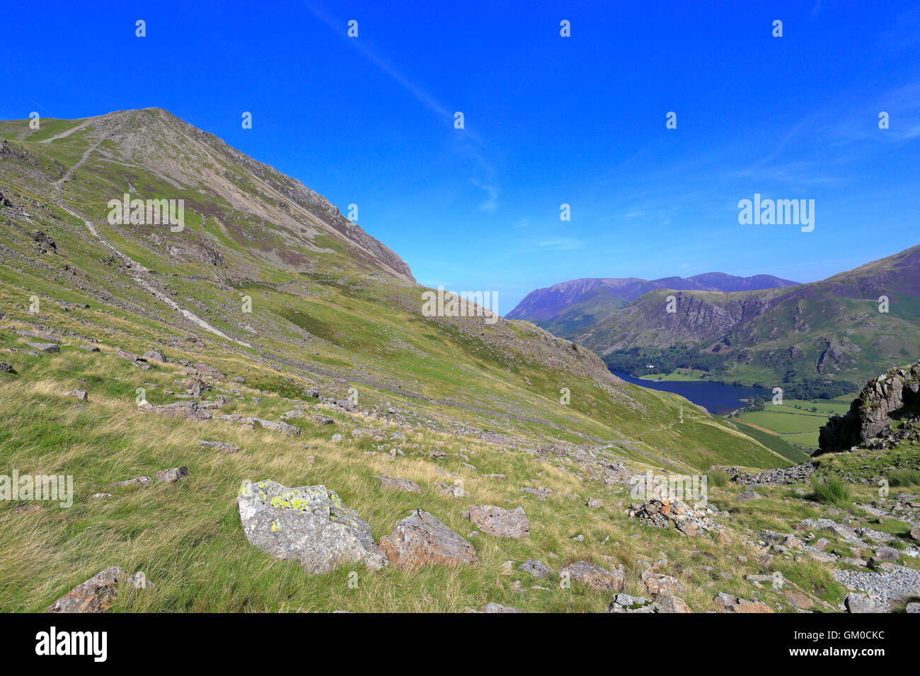 High Crag and Scarth Gap Pass below Haystacks with distant Buttermere ...